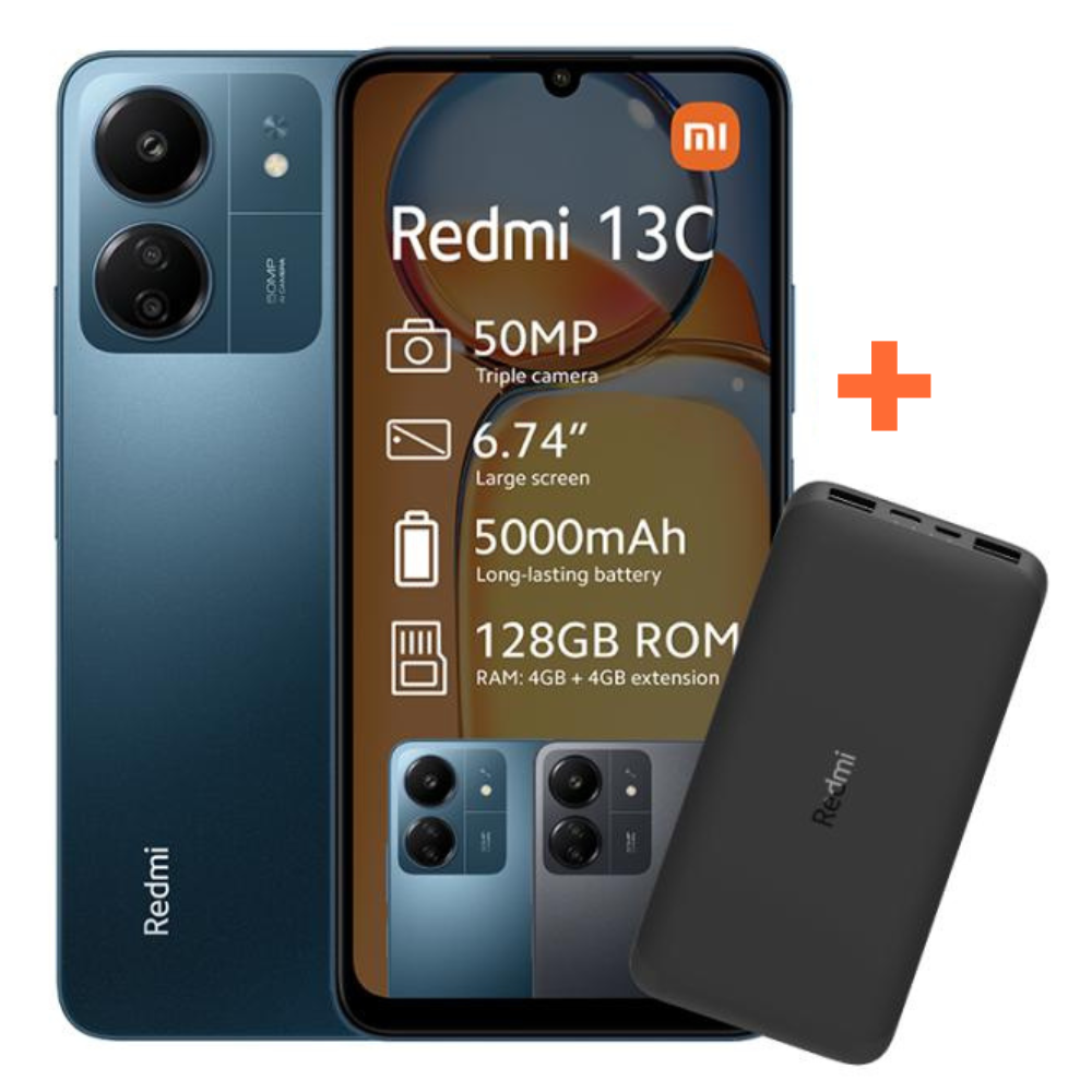Xiaomi Redmi 13C 4GB RAM 128GB ROM - Dual SIM + Free 10000mAh Redmi Po ...